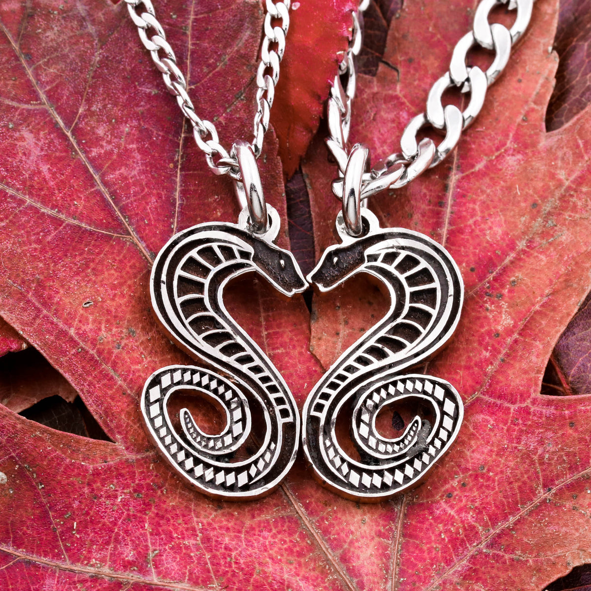 Cobra Snakes Making a Heart, Couples Necklaces – Namecoins