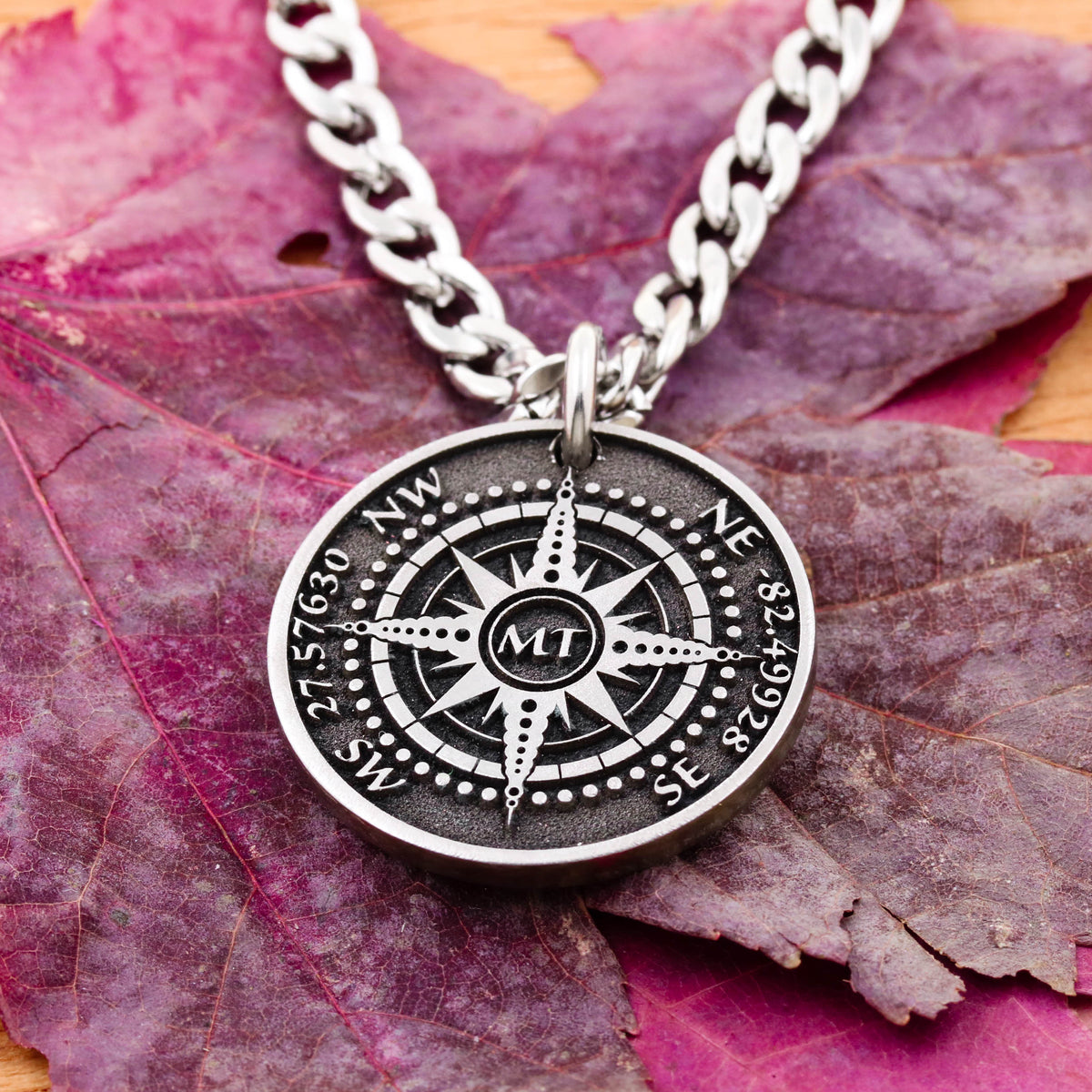 Titanium Compass, Custom Engraved Coordinates and Initials, Nautical N ...