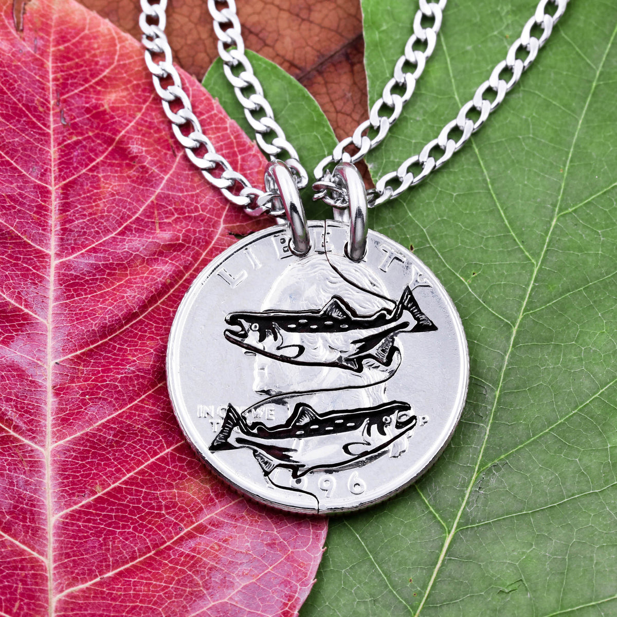 Interlocking Trout Fish Necklaces, Fishing Jewelry – Namecoins