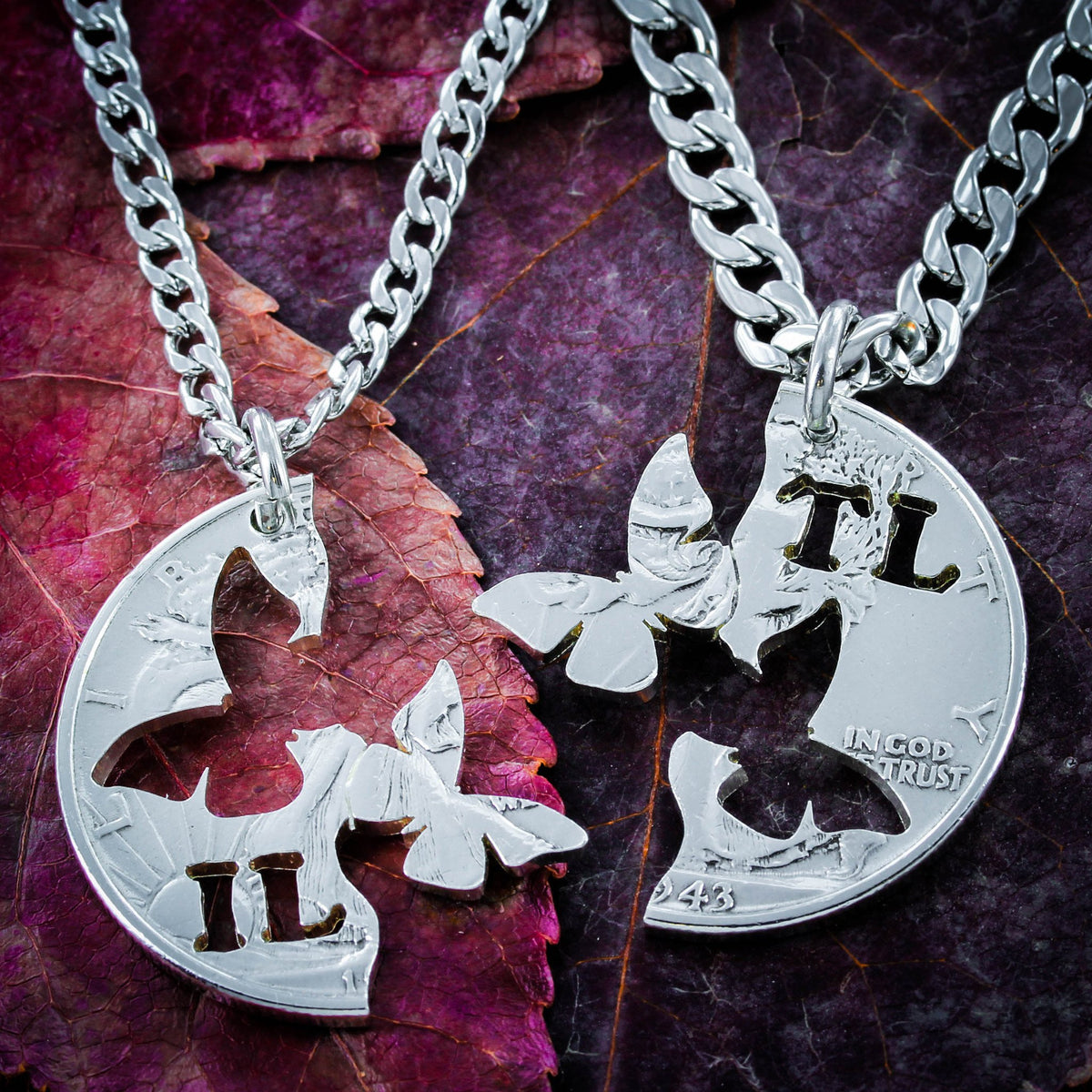 Interlocking Butterflies With Initials, Custom Butterfly Jewelry, Hand ...