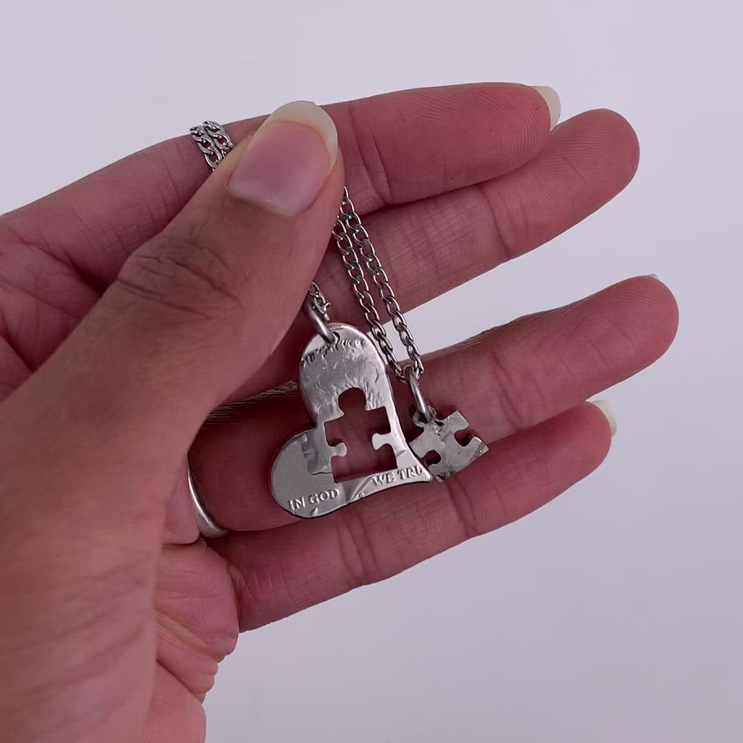 Autism Jewelry, Puzzle Piece and Heart, Half Dollar – Namecoins