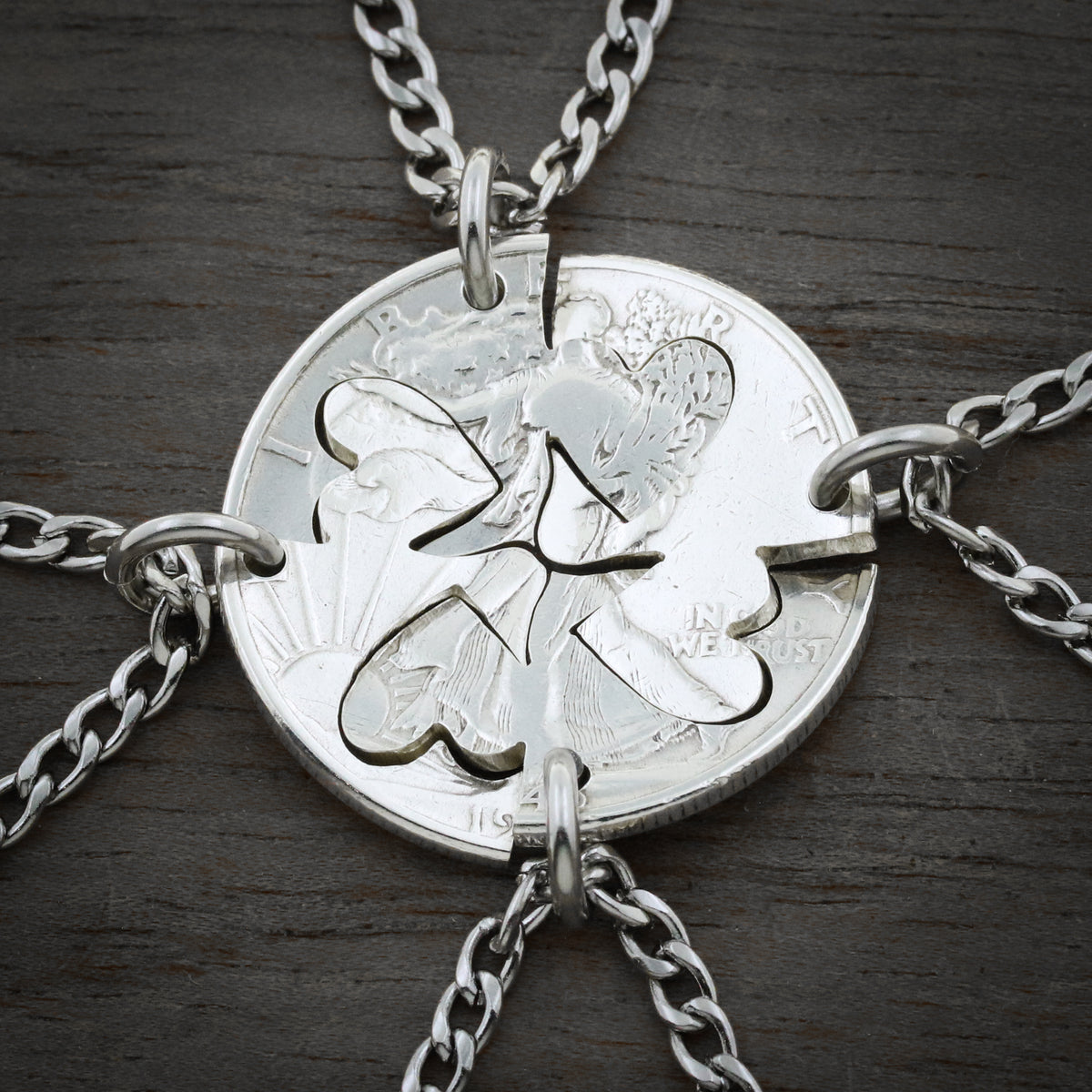 Our Hearts Together, 4 Piece Heart Necklace – Namecoins