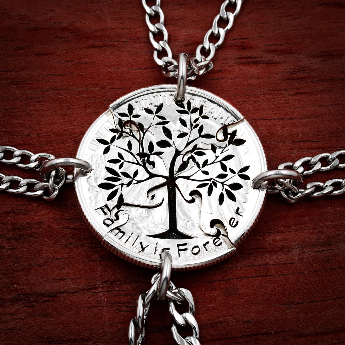 Family Tree Pendants, 4 Piece Friends and Family Necklace – Namecoins