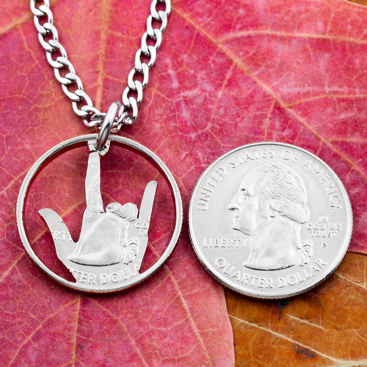 ASL I Love You Hand Necklace, Deaf Jewelry – Namecoins