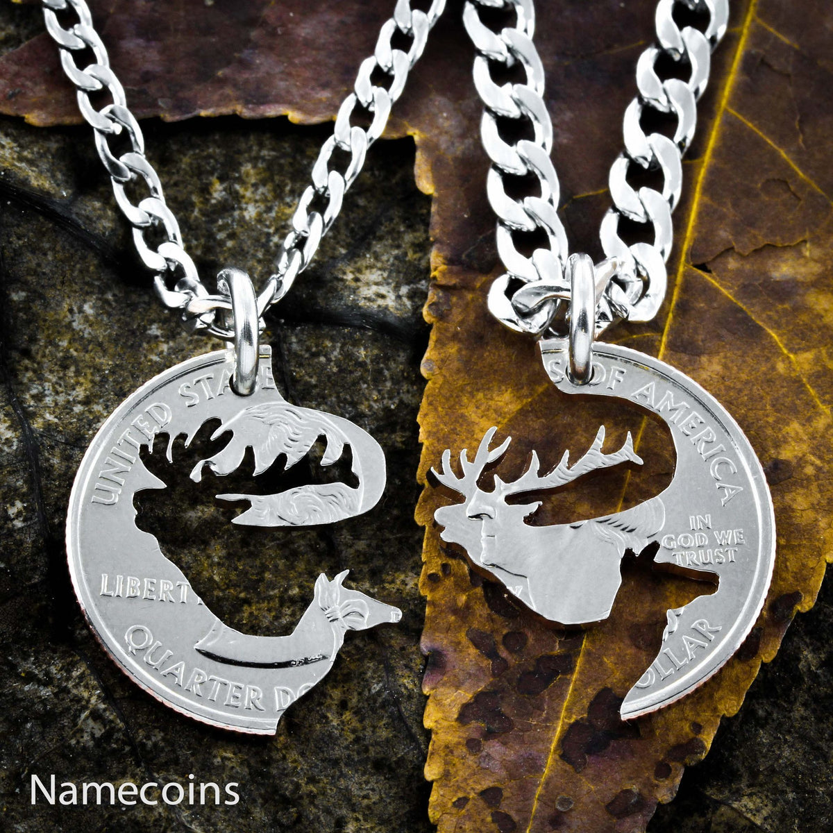 Elk couples Necklaces, Interlocking puzzle Jewelry by NameCoins – Namecoins