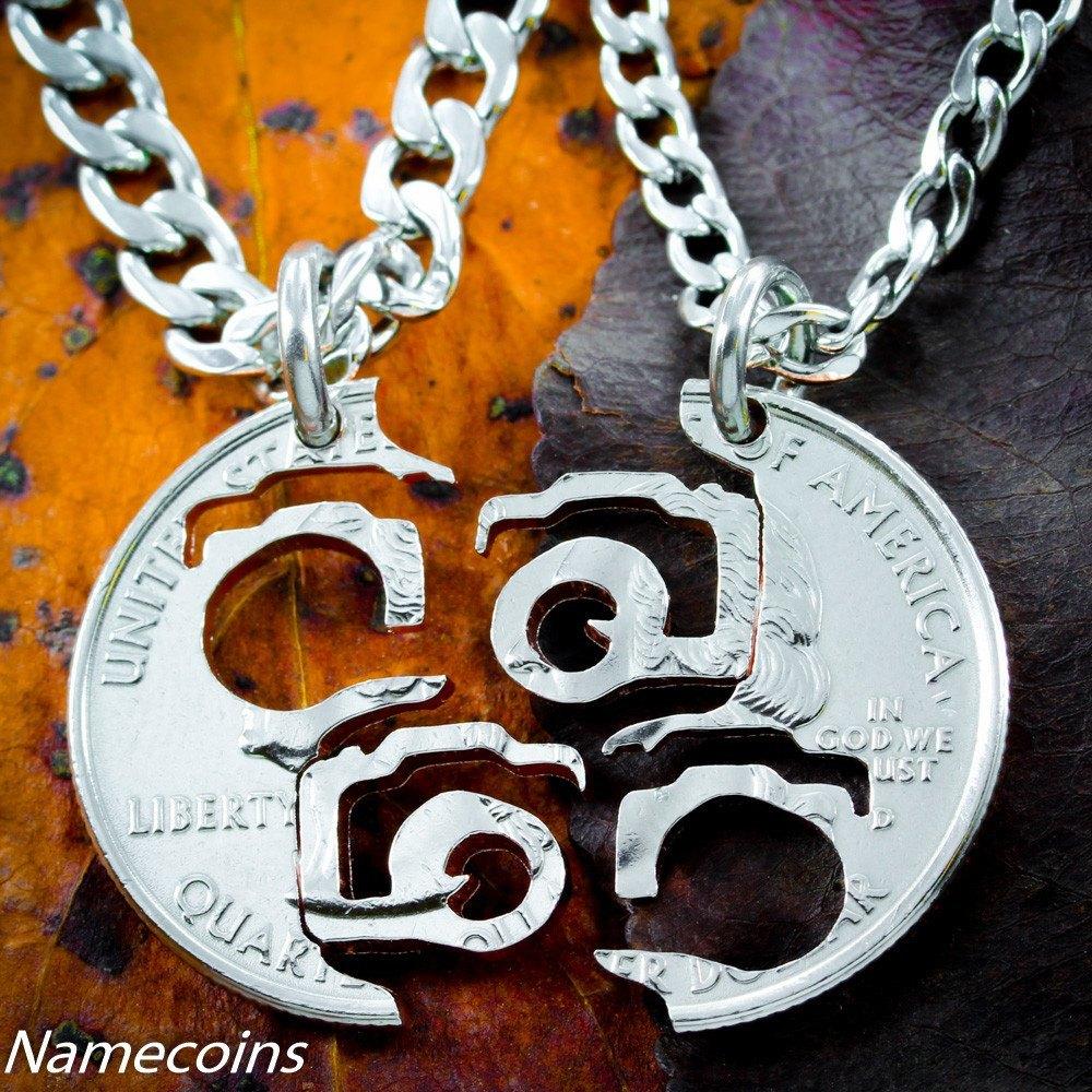 Camera Necklace, Photography Interlocking Cut Coin by NameCoins – Namecoins