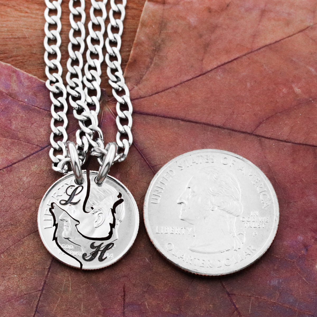Howling Wolf Necklaces with Custom Cursive Initials – Namecoins