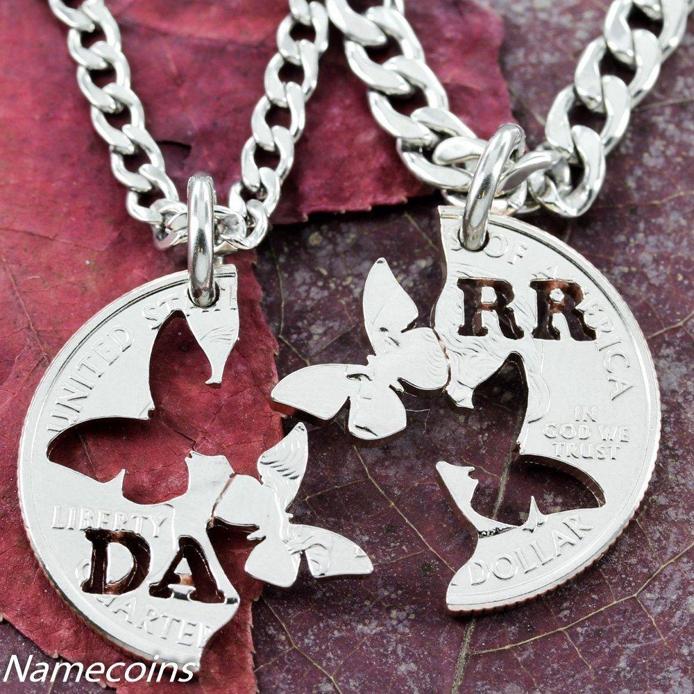 Interlocking Butterflies With Initials, Custom Butterfly Jewelry, Hand ...