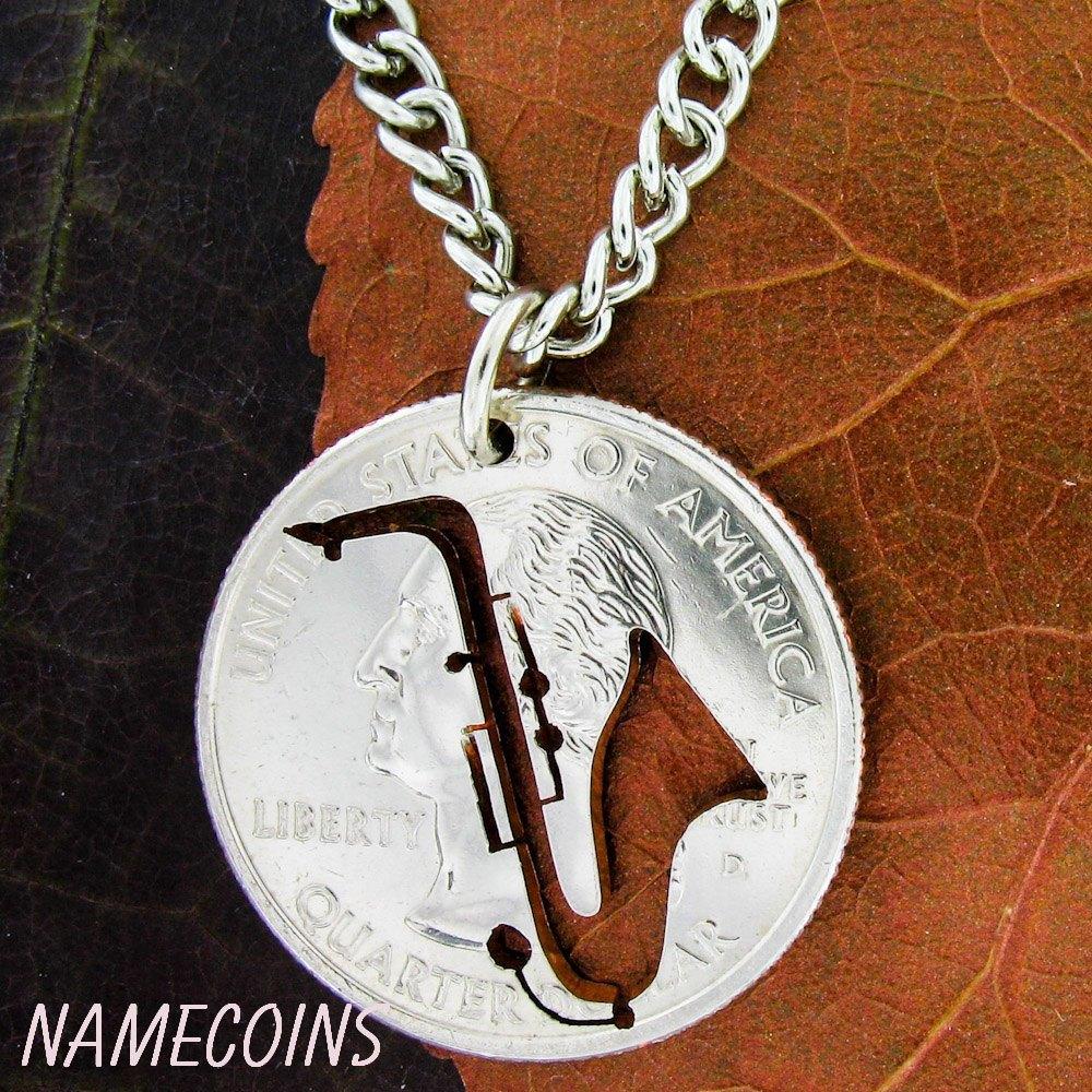 Saxophone Necklace, Musician's Gift by Namecoins